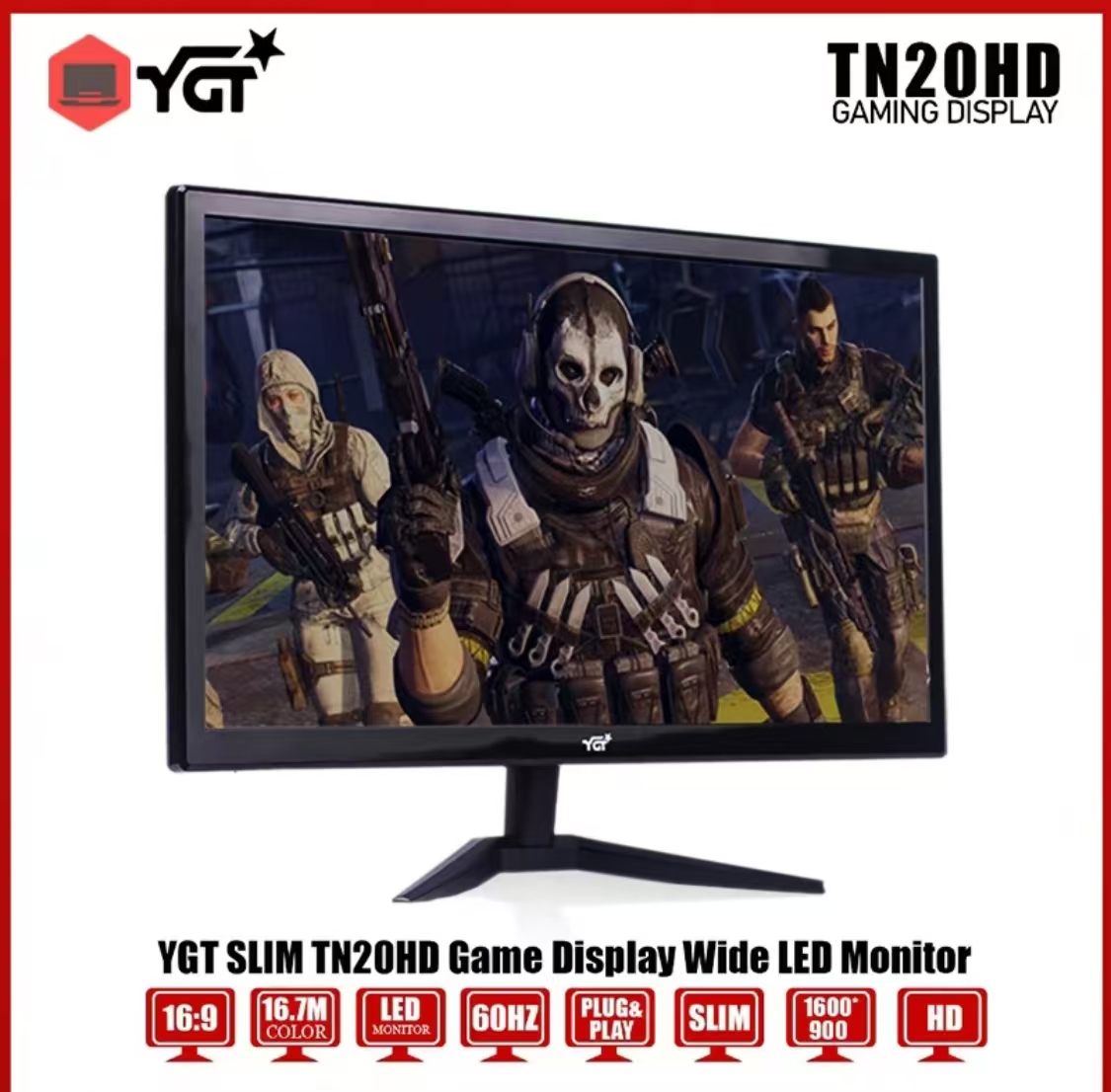 YGT SLIM TN19"HD,TN20"HD,TN21"FHD,TN23.8"FHD,TN24"FHD,TN27"FHD,Game ...