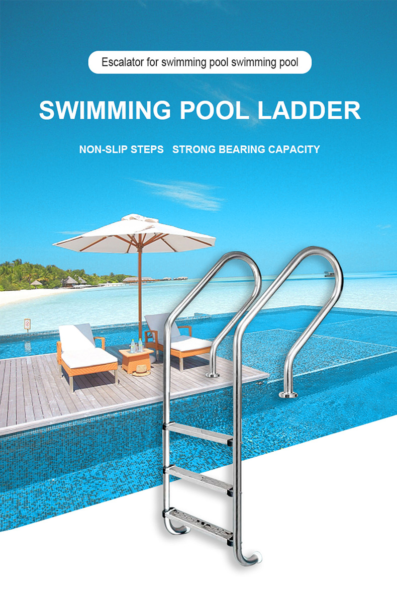 Stainless Steel Swimming Pool Step Ladder with Built-in P Shaped Grab ...
