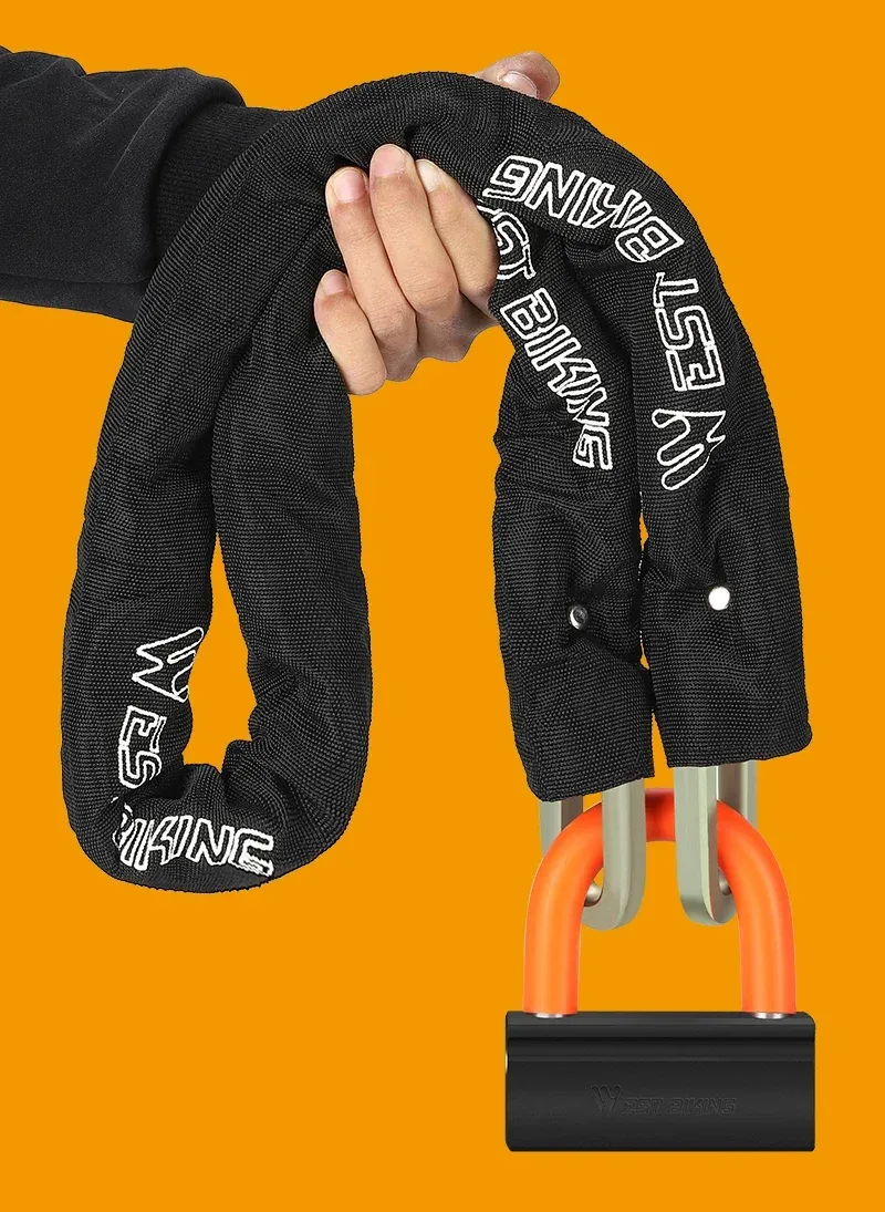 WEST BIKING Heavy Duty Anti-Theft Chain Lock With Padlock 4KG Alloy ...