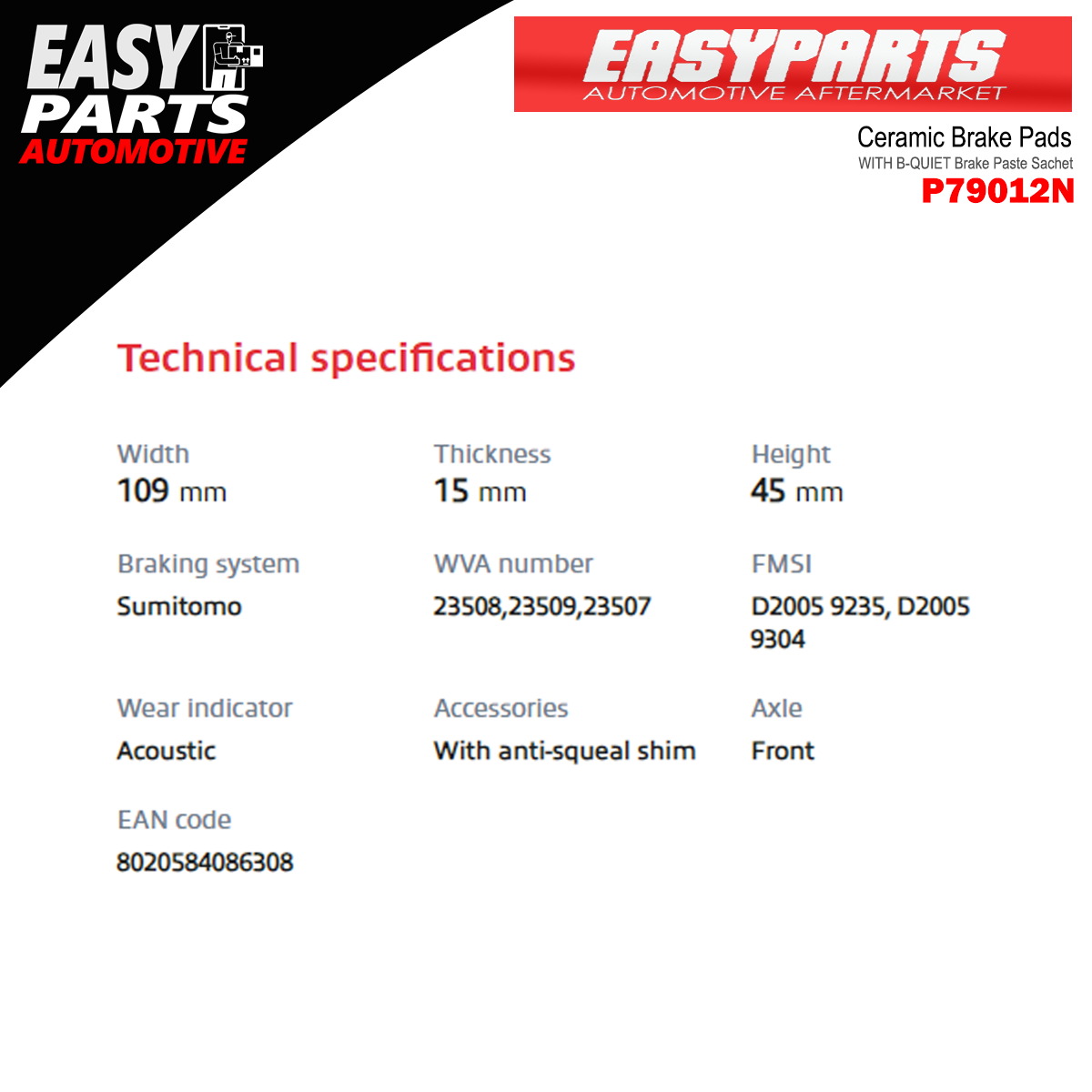 Brembo Brake Pads P79012N Toy. Bb, Suz. Celerio, Multi-cab DA32V, S-Presso Front | Shopee ...