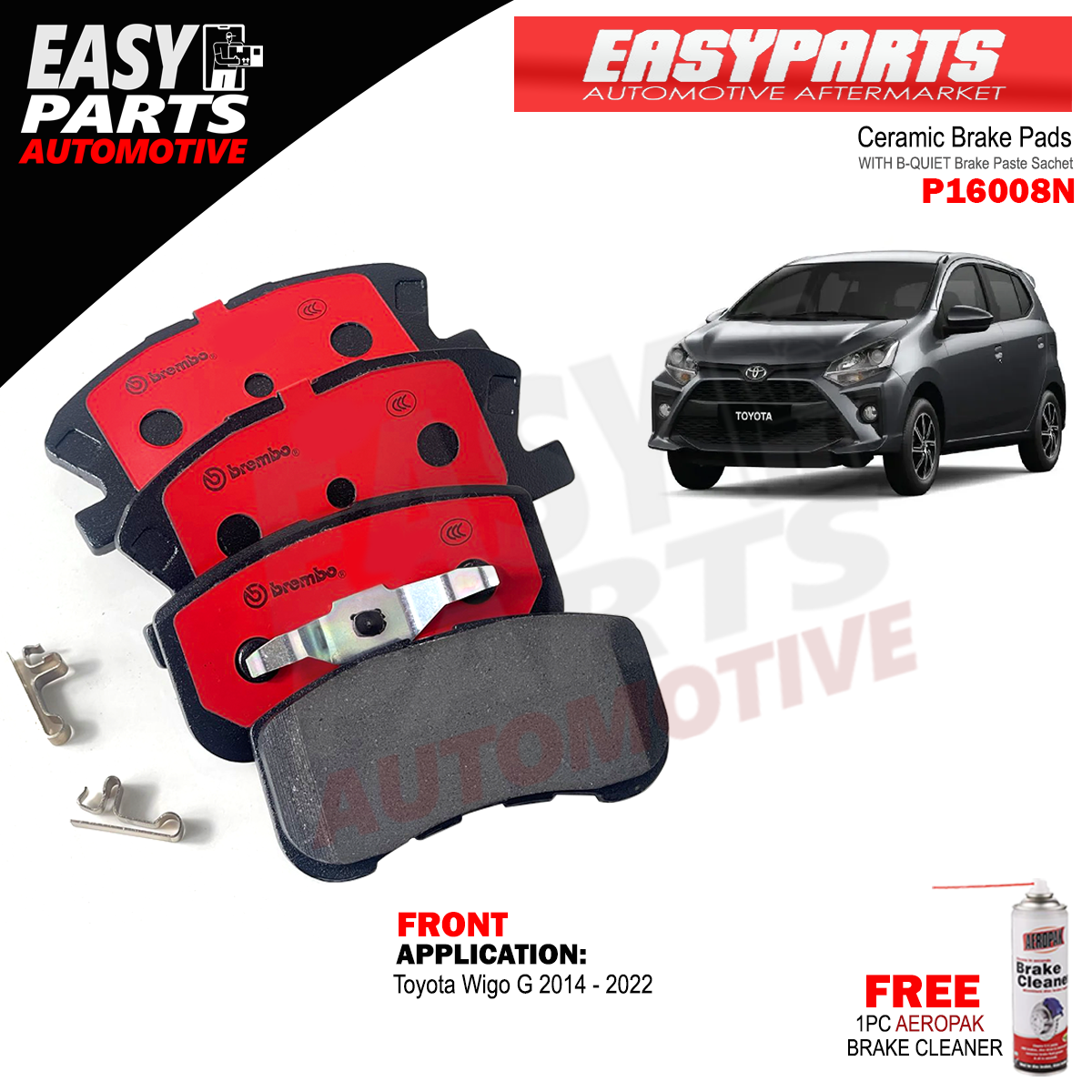 Brembo Brake Pads P16008N Toy. Wigo G '14-22 Front | Shopee Philippines