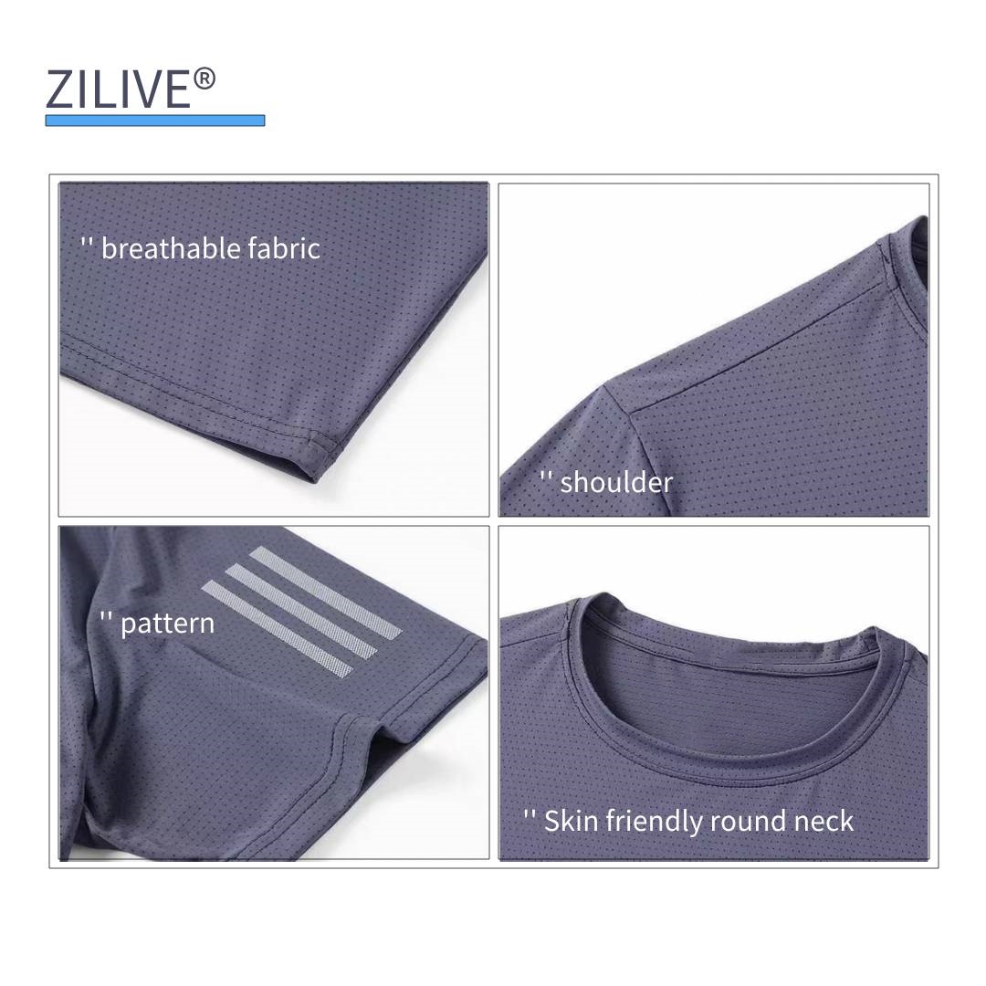 Ice Silk Men's Dri-fit Casual T-Shirt Breathable Quick-Dry Solid Color ...