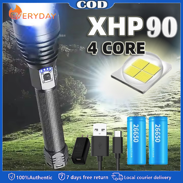 Super Bright Zoom LED Flashlight Rechargeable Waterproof Outdoor Heavy ...