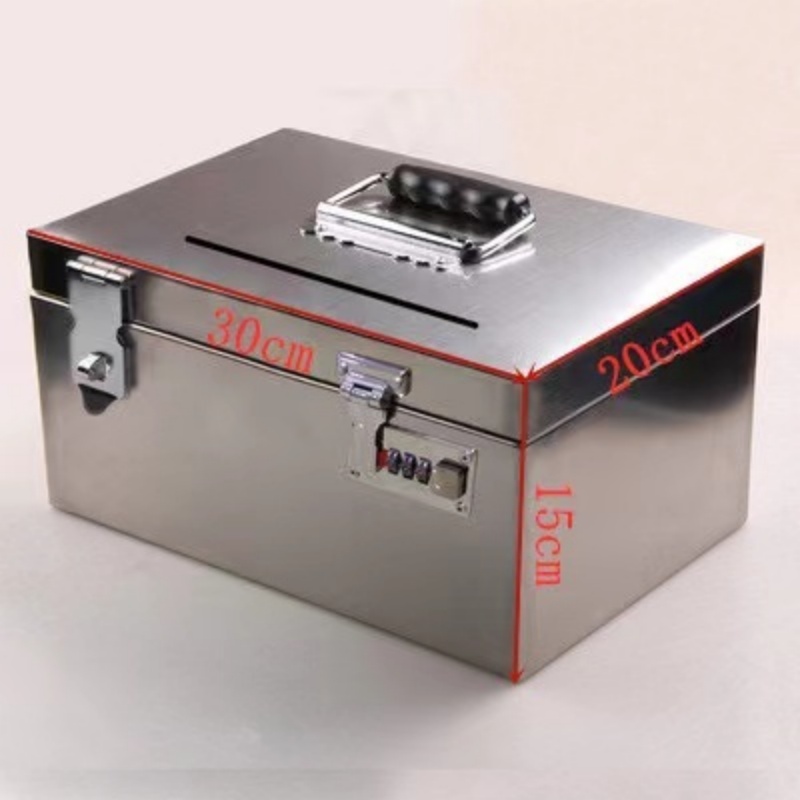 Stainless steel lockable deposit jar Certificate storage box Portable ...