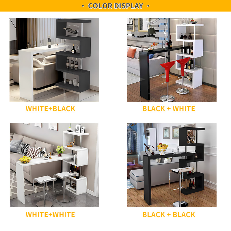 COD⚡ Nordic Bar Table Bar Counter Partition Wine Cabinet Rotating 360 ...