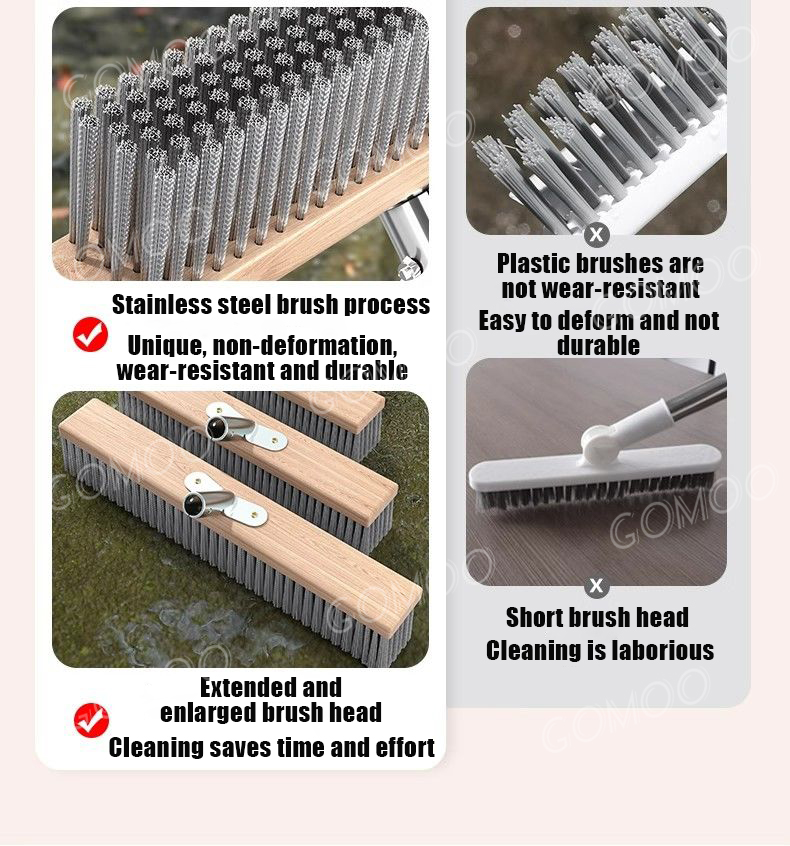 Stainless Steel Wire Brush With Wood Handle Bristle Iron Brooms Heavy ...