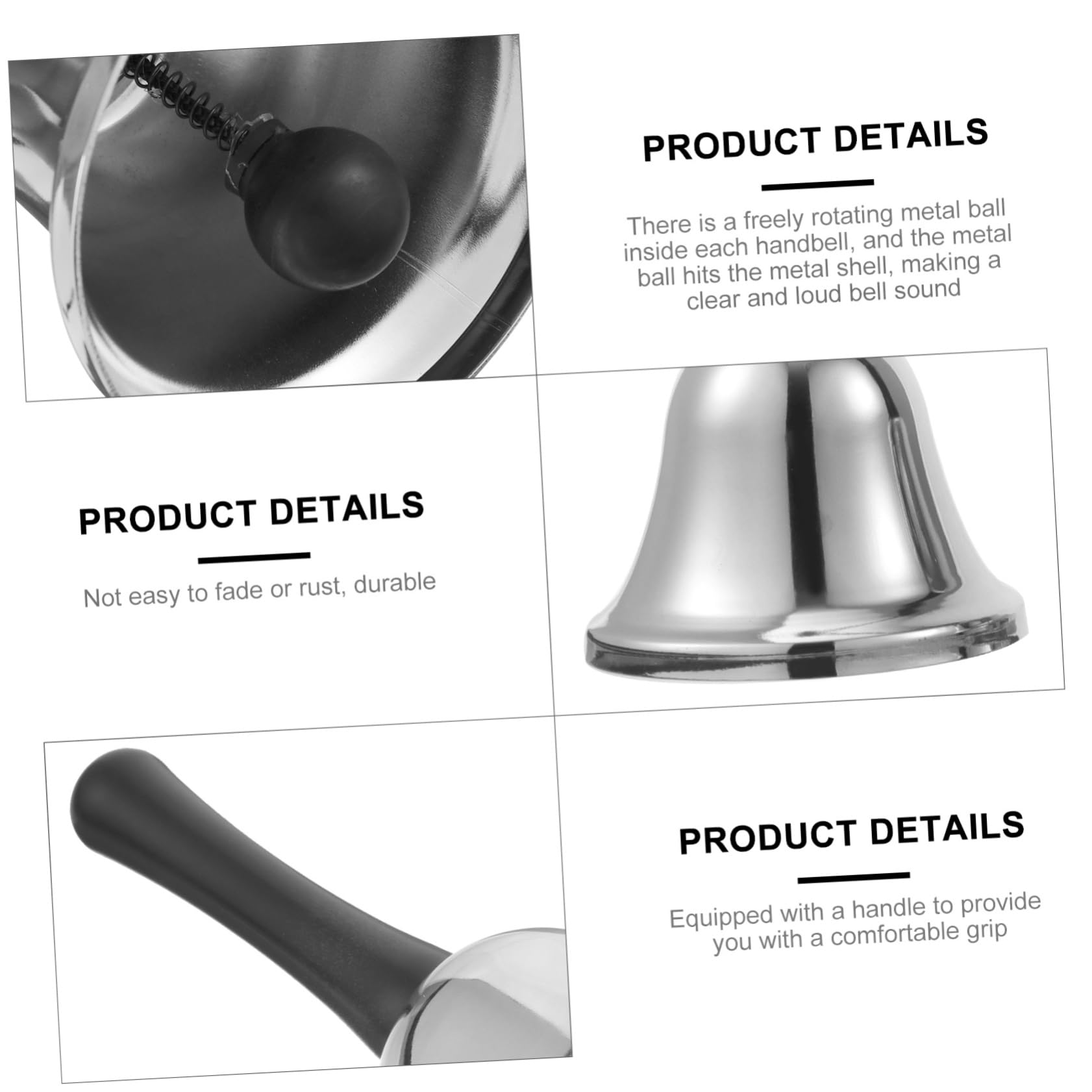 Hand Bell Loud Silver Steel Bell for Adults Ideal as Dinner Bell in ...