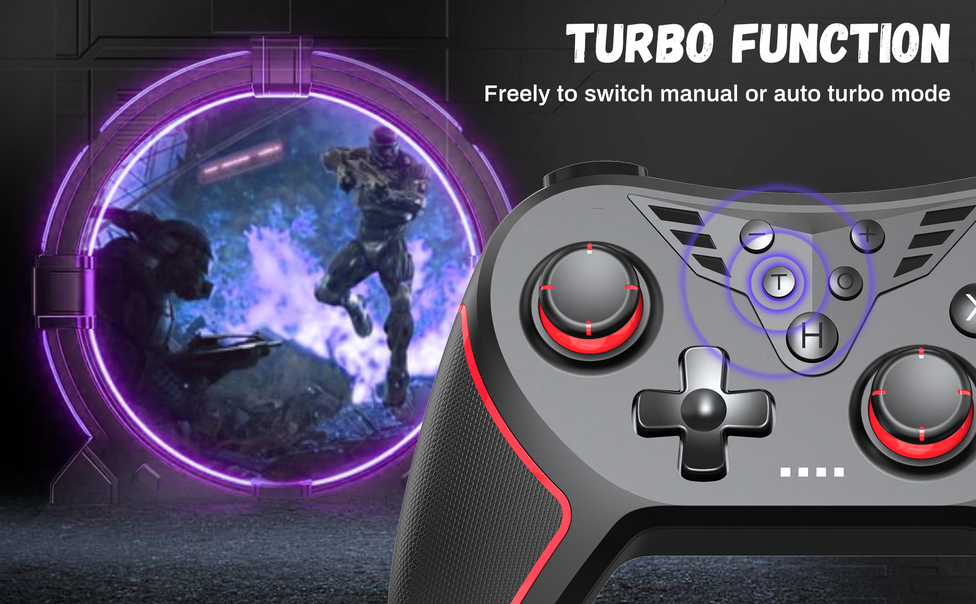 T43 Multi-Function Wireless Controller with 4 Levels Adjustable Double ...