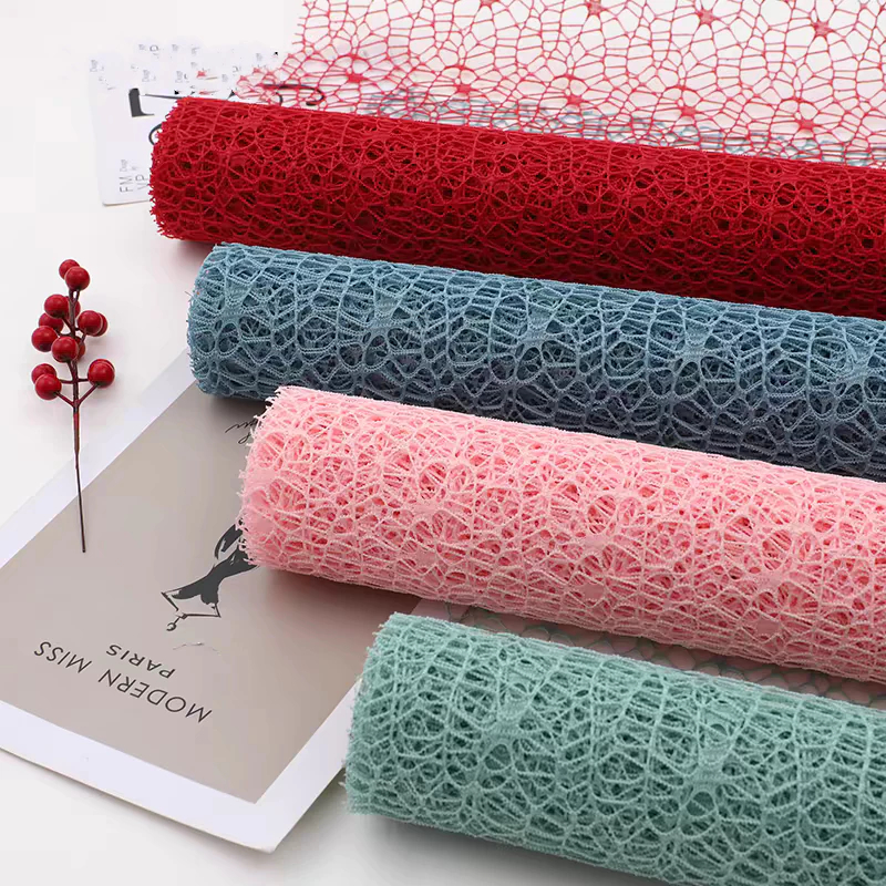Floral Packing Gauze Hollow Grid Design Romantic Gift Bouquet Wrapping ...