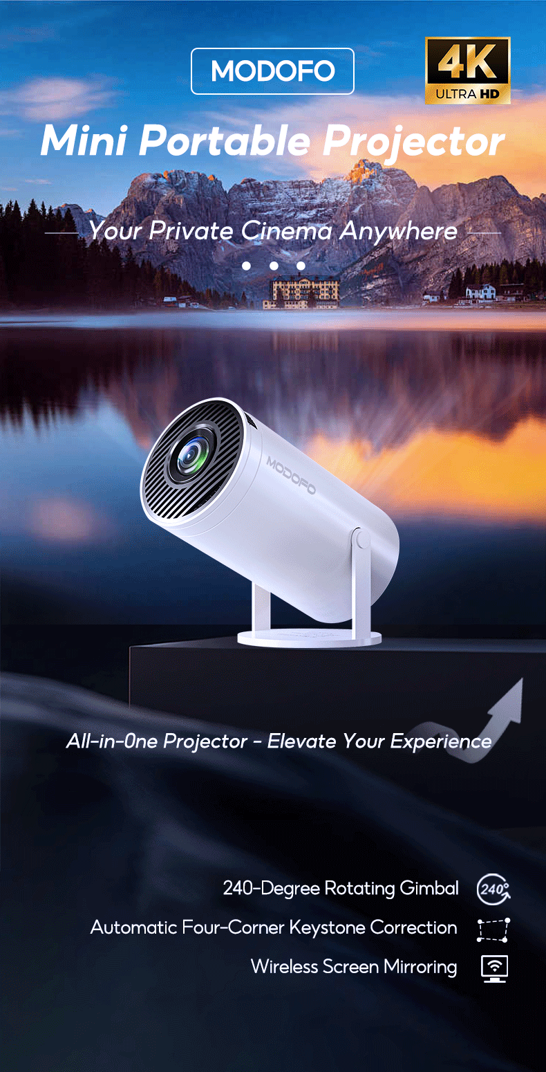 MODOFO Projector HY300/H713 Android 4k Projectors Portable Mini ...