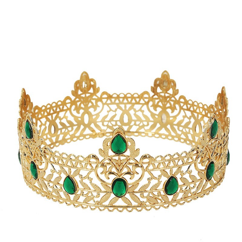 Metal Male Unisex Crown Retro Royal Full King Crown Round Crown for Men ...