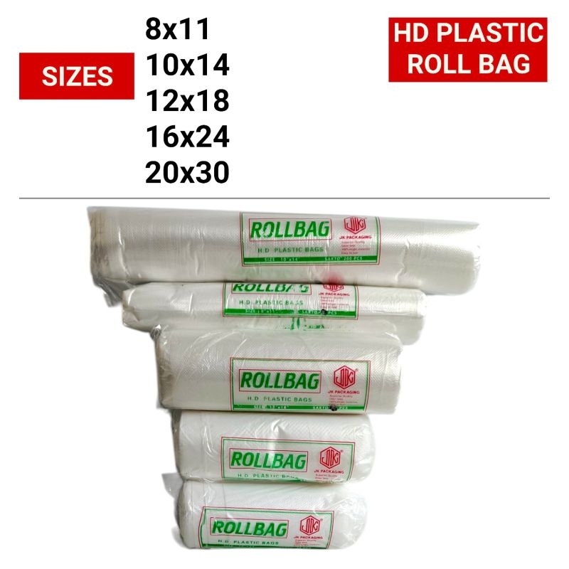 5 Rolls Durable HD Plastic Roll Bags for Laundry, Food Packaging and ...