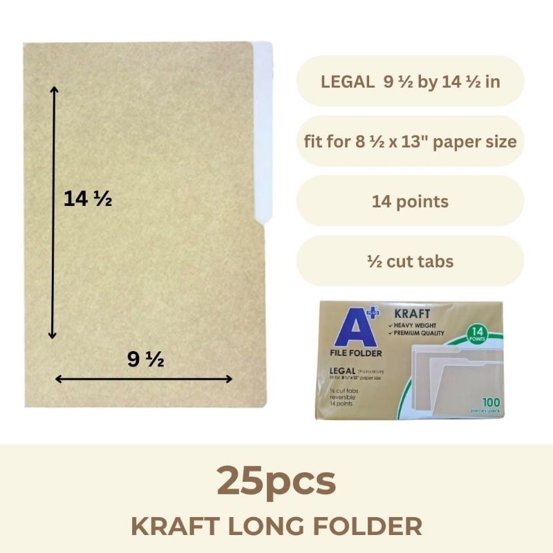 25pcs Kraft Folder Long Short Brown School Office Supplies Office ...