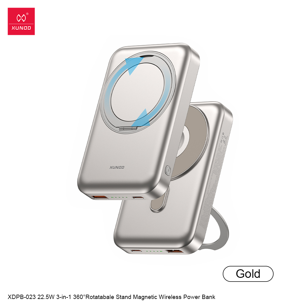 XUNDD XDPB-023 3in1 360 Rotatable Stand Magnetic Wireless Power Bank 22 ...