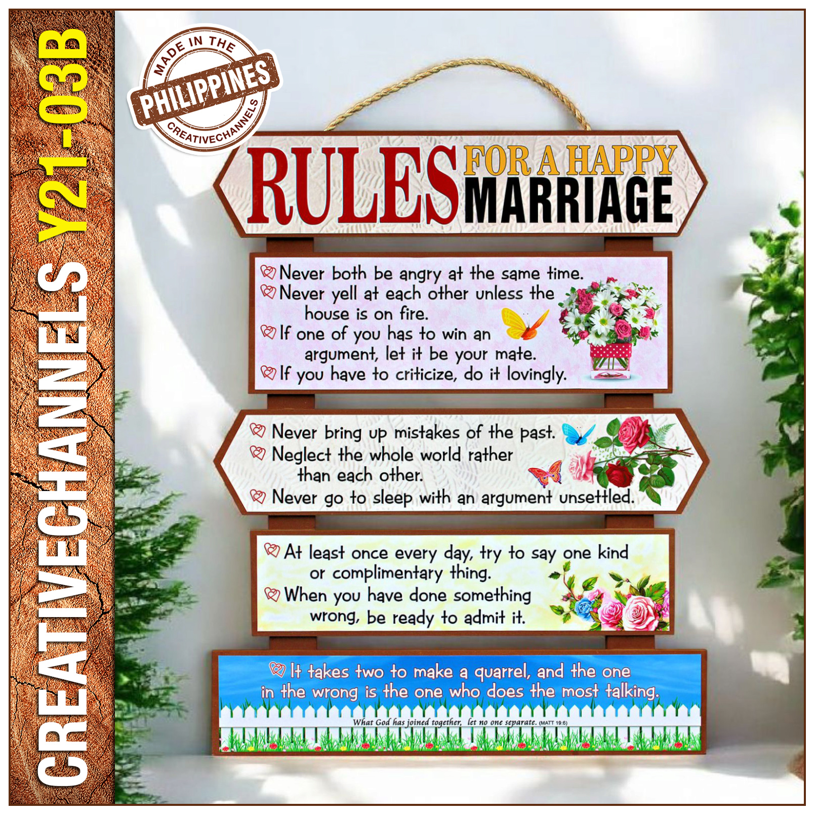 RULES FOR A HAPPY MARRIAGE, Y21-03B, CreativeChannels Large Wooden Wall ...