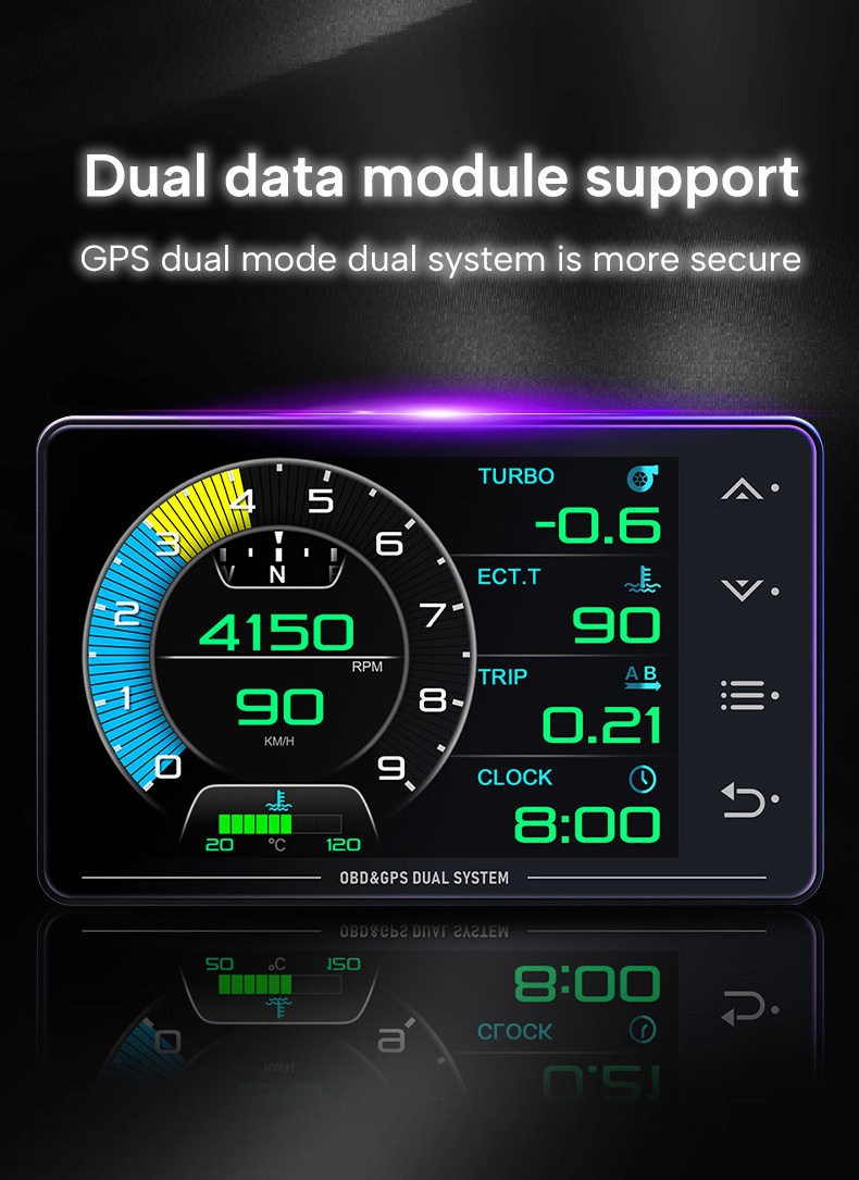 WEITI XS Car Speedometer OBD Gauges OBD2+GPS+Slope Meter+Accelerometer ...