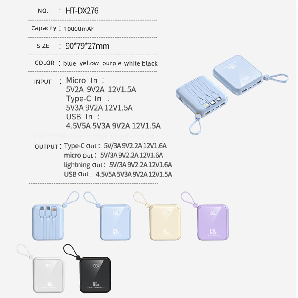 KKSKY 20000mAh Powerbank Fast Charging BuIlt In 4 Cable Portable power ...