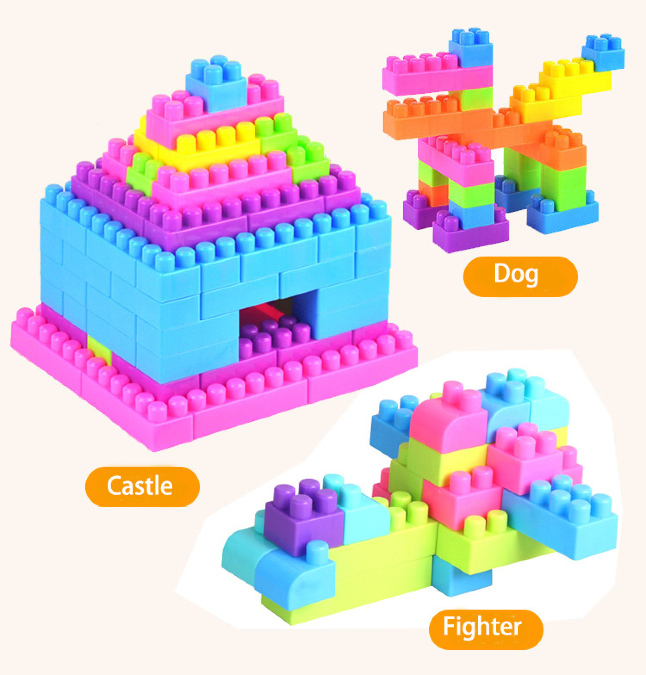 FunToy 256Pieces Puzzle Toy Building Blocks DIY Medium Bricks Children ...