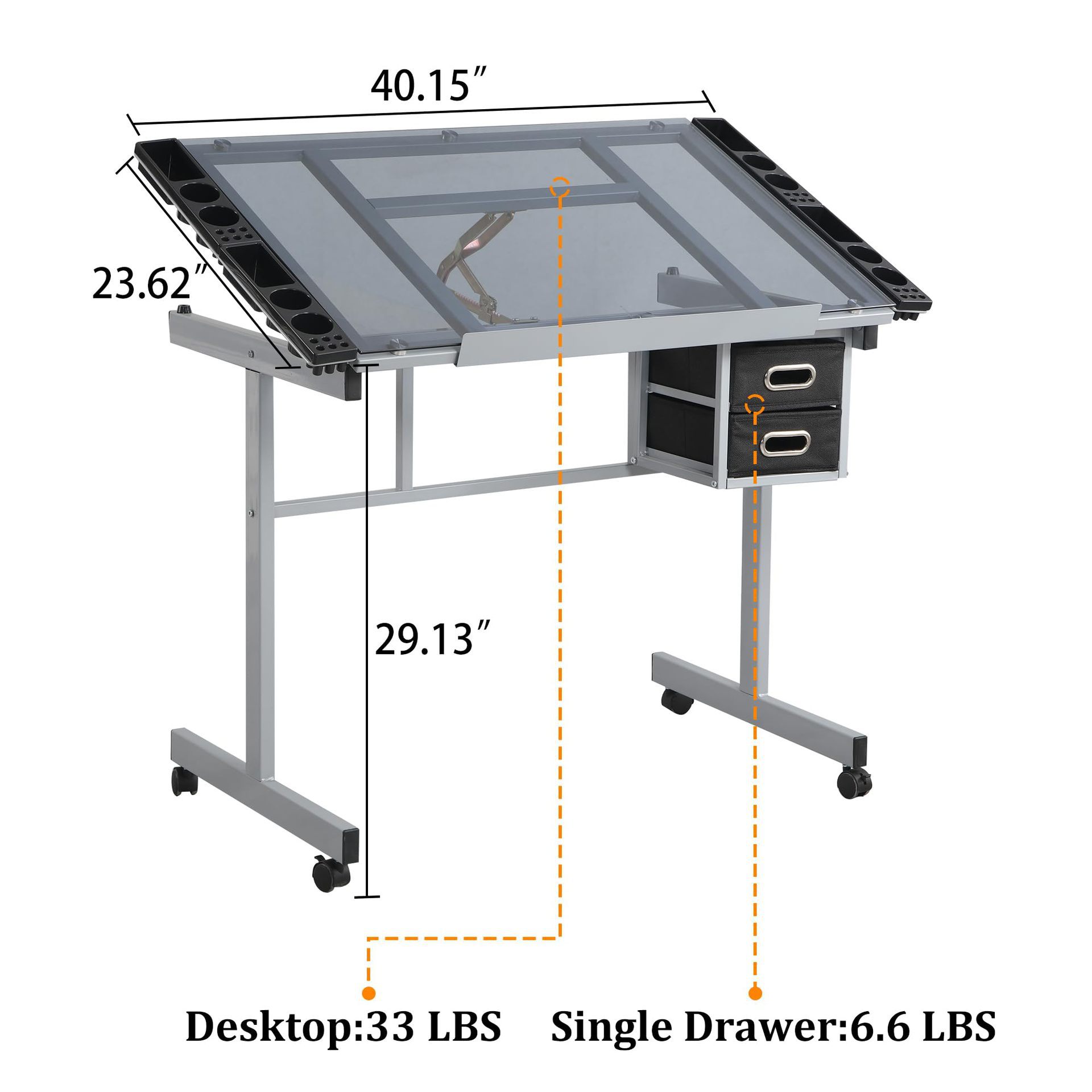 MC [COD] Drafting Glass Table Height Adjustable Drawing Table Extra ...