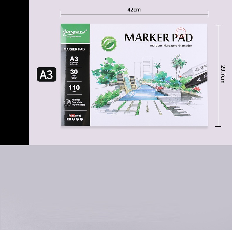 marker pad 30 Sheet A3/A4/A5 Professional Marker Paper Sketch pad ...