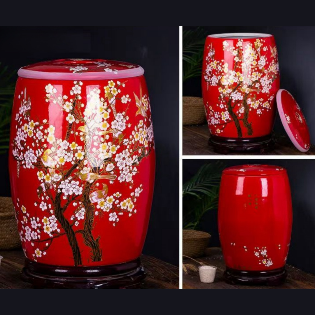 Big ceramic rice jar with lid rice storage container aesthetic food ...