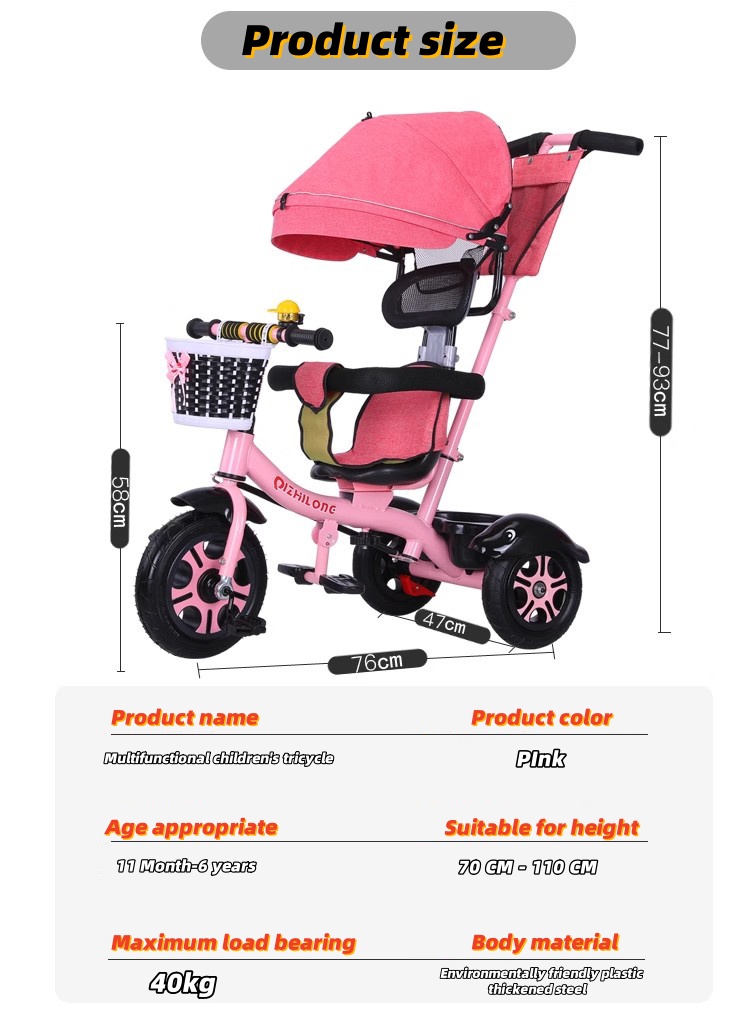 【Big discounts】 bike for kids 3 wheels trolley stroller bike for baby 4 ...