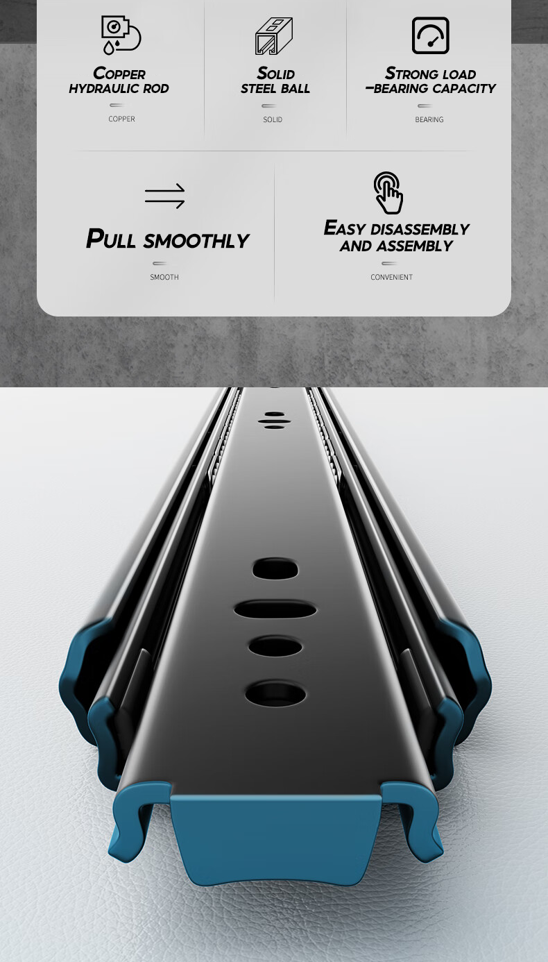 (A PAIR) Hydraulic Drawer Guide Rail Drawer Slider Bearing Heavy Duty ...