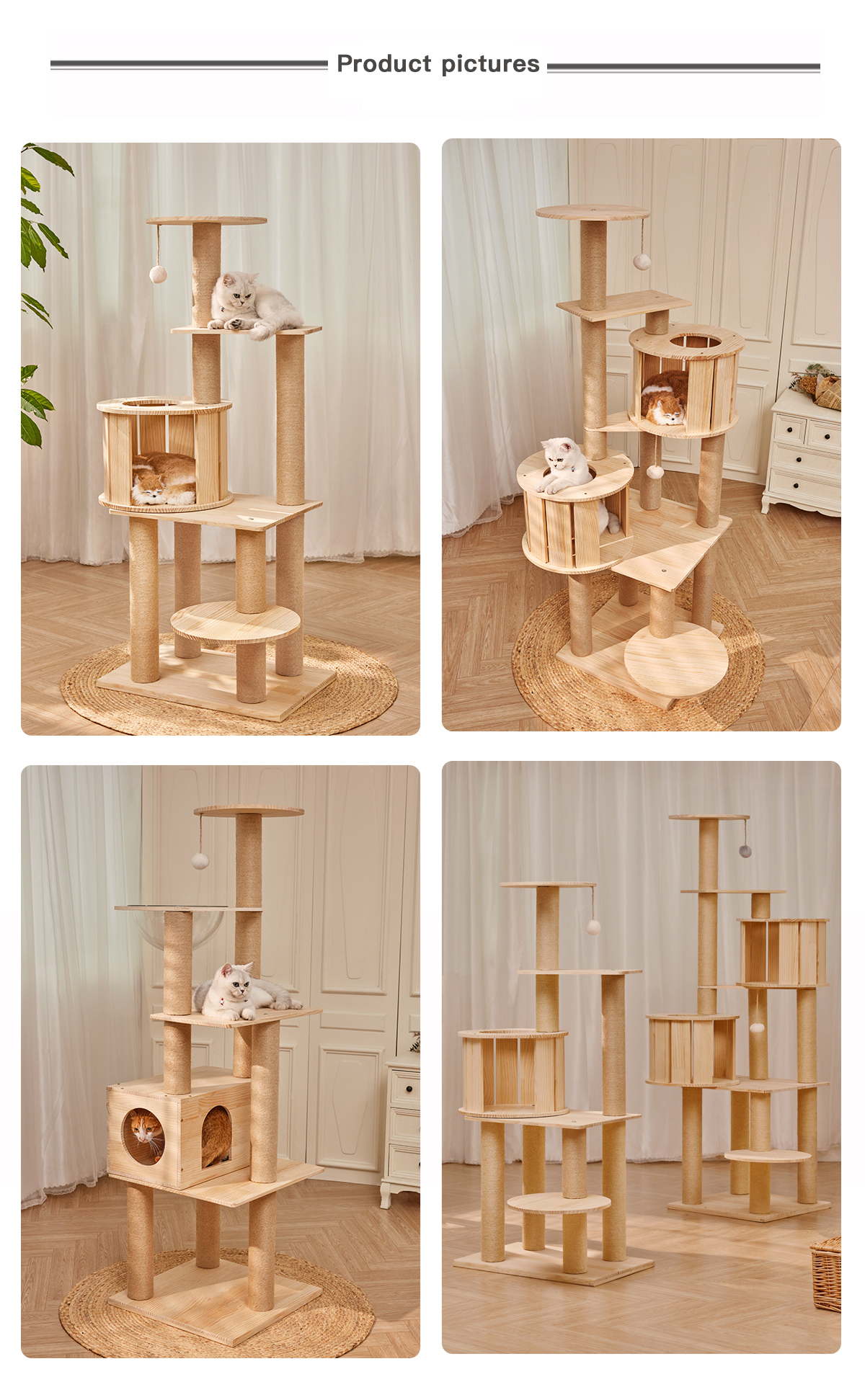 Osti Modern Real Wood Cat Tree Luxury Wooden Cat Tree Cat Tower Cat ...