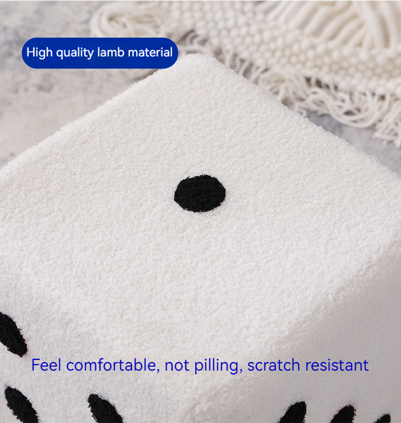 Lamb's Wool Dice Stool Children's Creative Low Stool Solid Wood Shoe ...