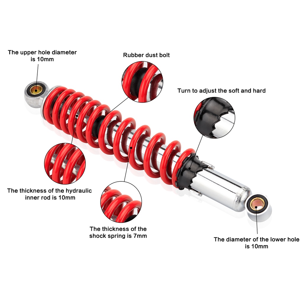 2PCS Motorcycle Rear Shock 310mm Wave 100/110i/125 Xrm 110/125 Tmx 125 ...