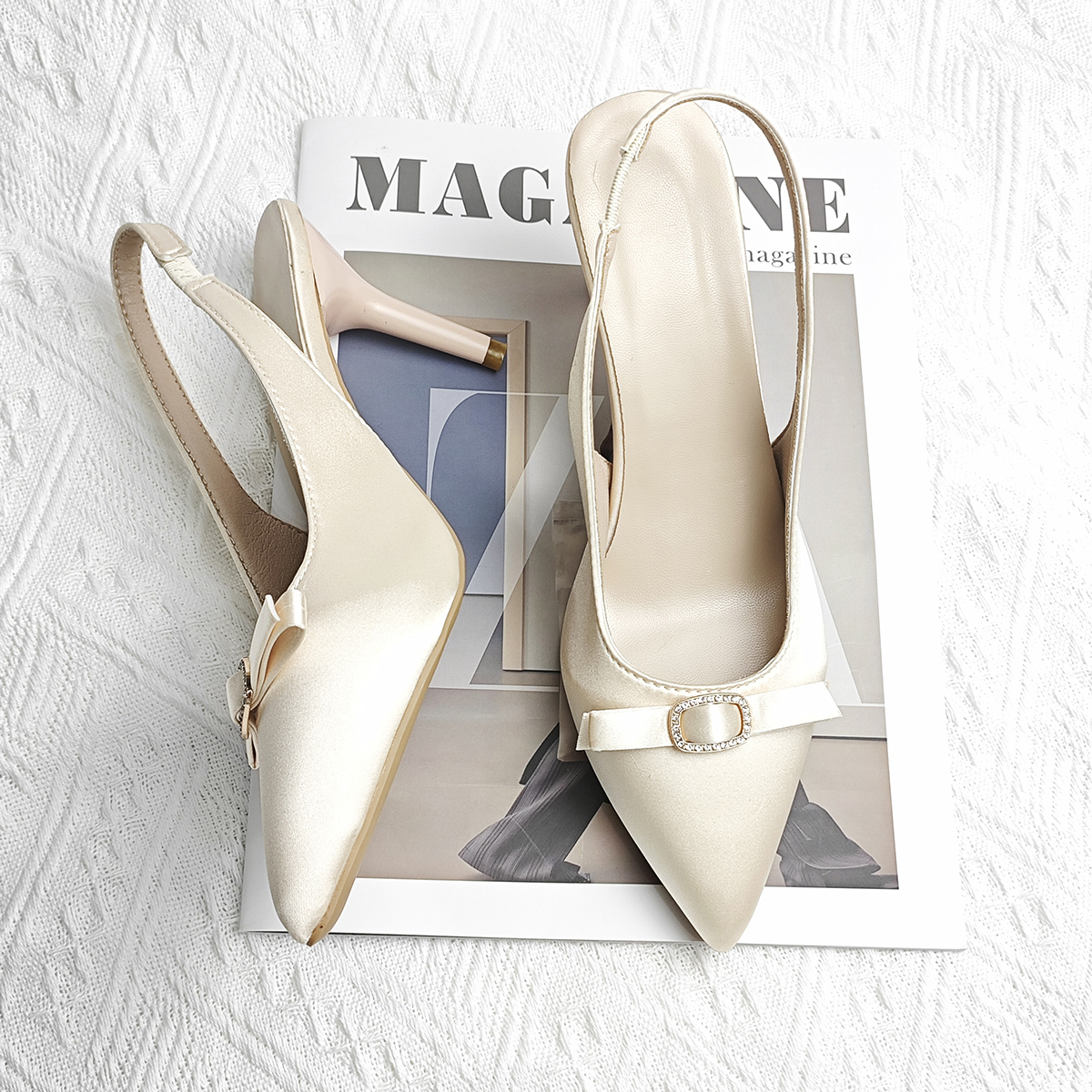 Fashion Bow 9cm Heels Empty Women's Pointed Stiletto Heels for Women ...