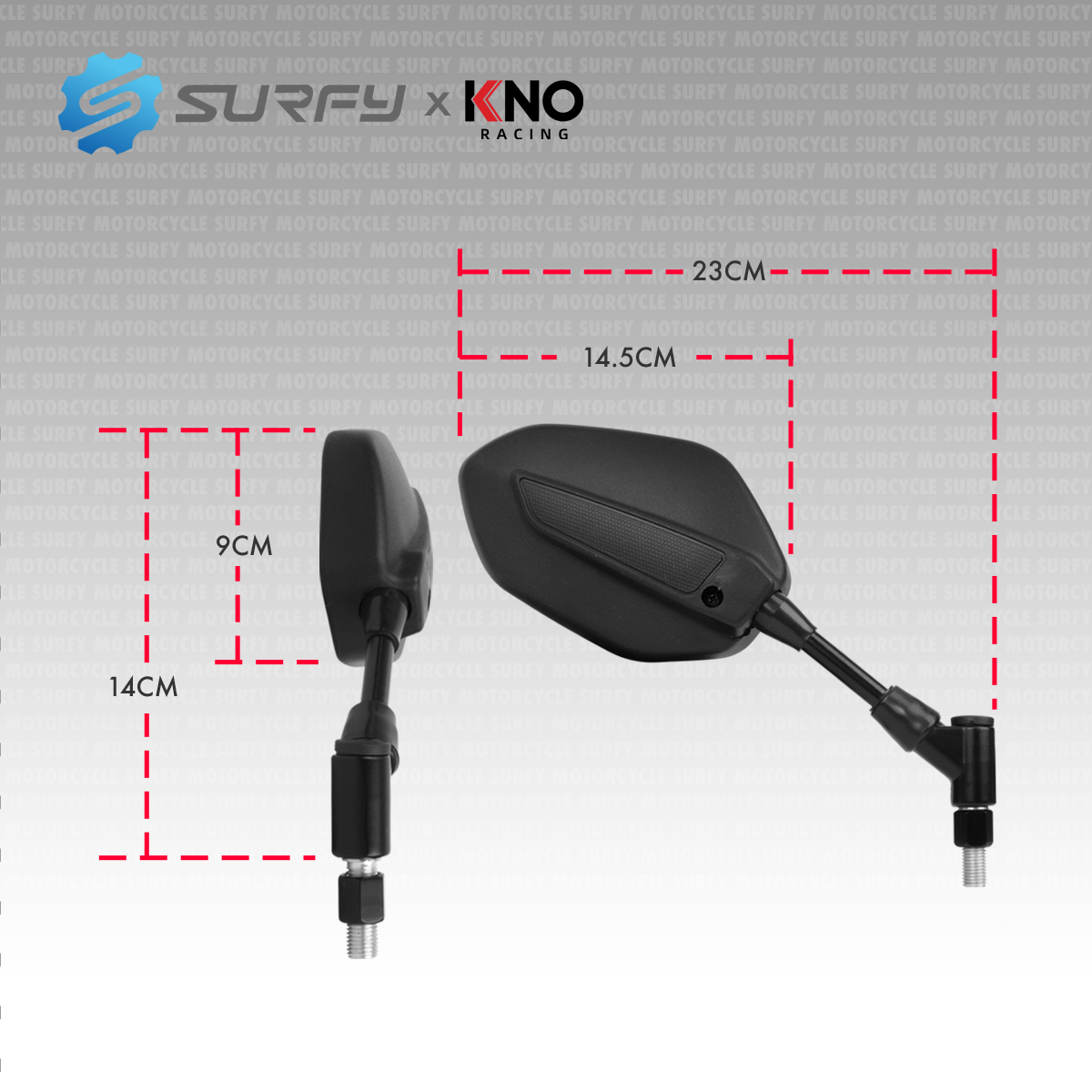 KNO Forged 360 Side Mirror V2 Switchable 360° Rotation Adjustable HD Clear Lens Universal ...