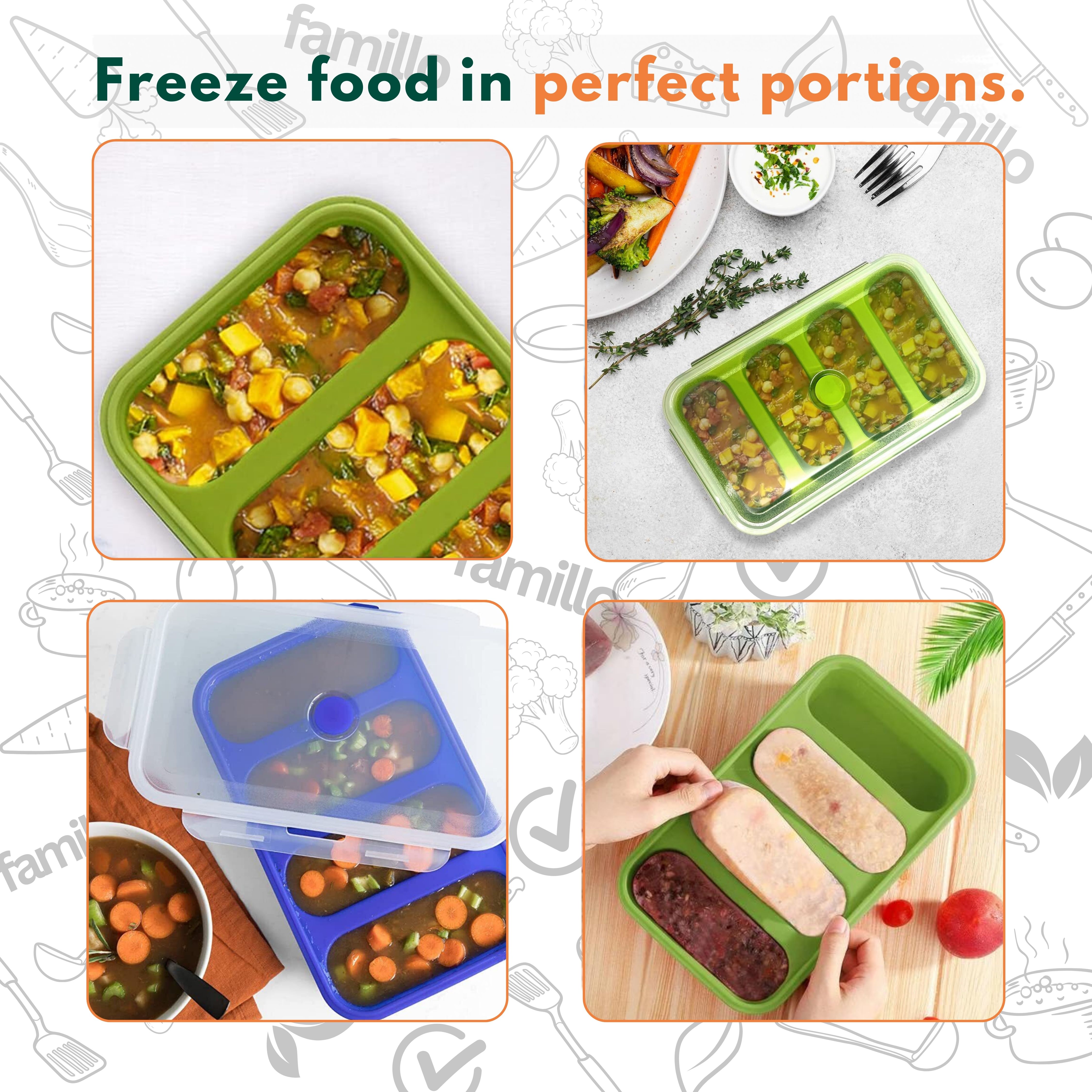 Famillo Silicone Freezer Tray (4 Large Molds) – 100% Food Grade Safe ...