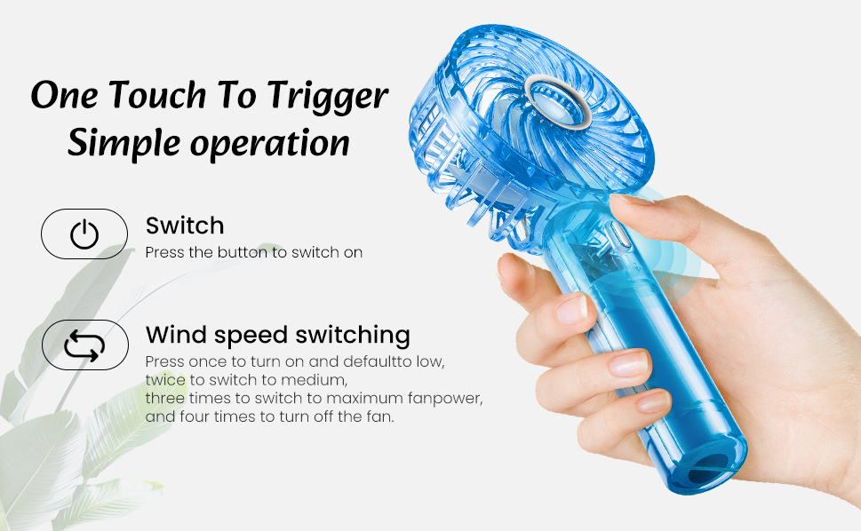 Portable Small Handheld Fan with 3 Speeds and USB Rechargeable Long ...