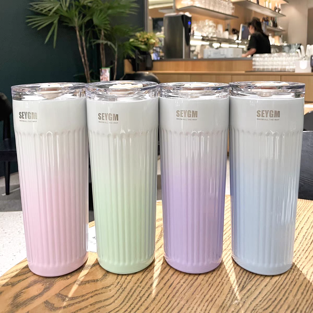 Voova 600ml Stainless Steel Thermos Cup Tumbler With Lid Gradient Color ...