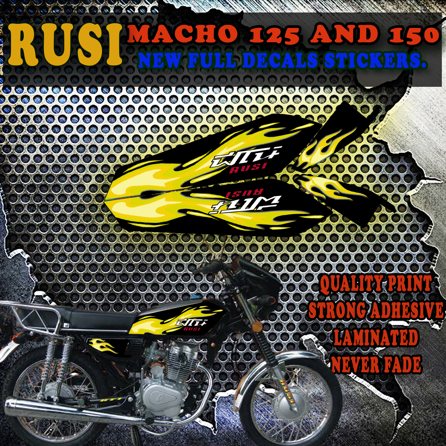 HOT TOY DECALS FOR RUSI MACHO TC 125/150/175 MOTORCYCLE/ RUSI MACHO HOT ...