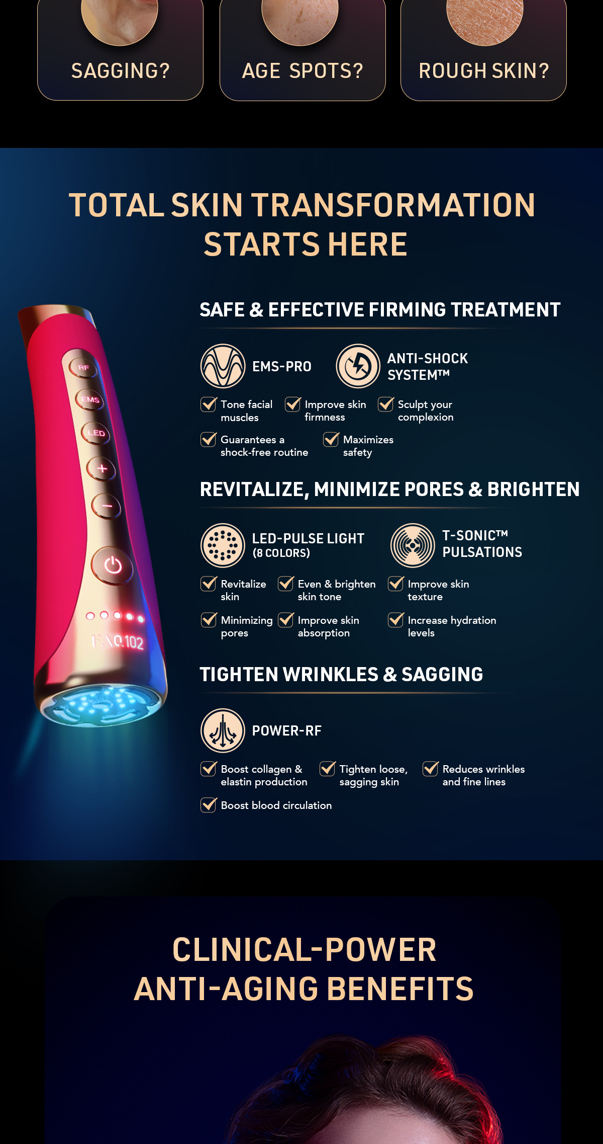 FOREO FAQ 102 - EMS, RF & 8 LED Light Therapy Facial Toning - Red Light ...