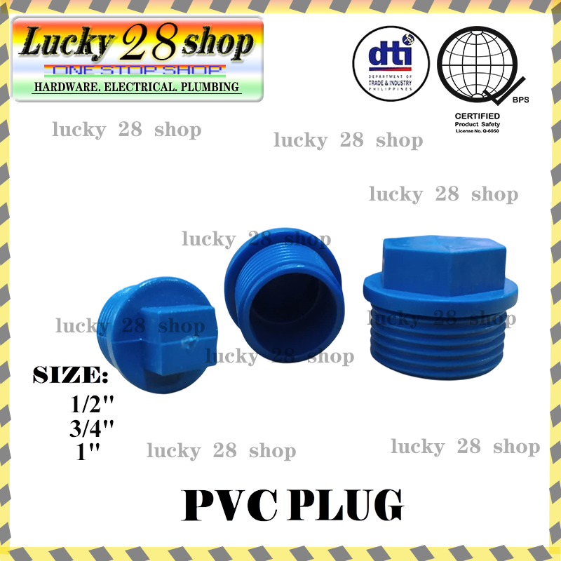 PVC PIPE PLUG WITH THREAD PIPE FITTINGS ( size:1/2",3/4",1") | Shopee ...