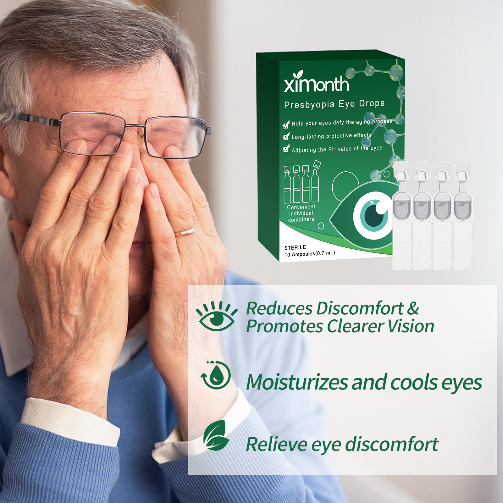 Ximonth Presbyopia Eye Drops 7ml Eye Drop Ophthalmic Solution Moist Eye ...