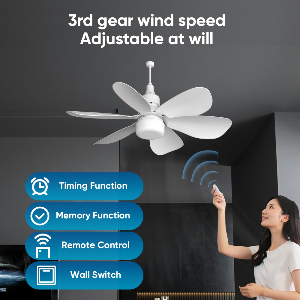 LOOSOLAR Tri Colors Ceiling Fan With Light Remote Control 6-Blade Fan ...