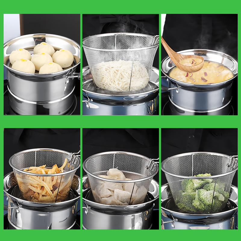 Natures Glow 3 in 1 Multifunctional Stainless Steel Steamer Frying Pan ...