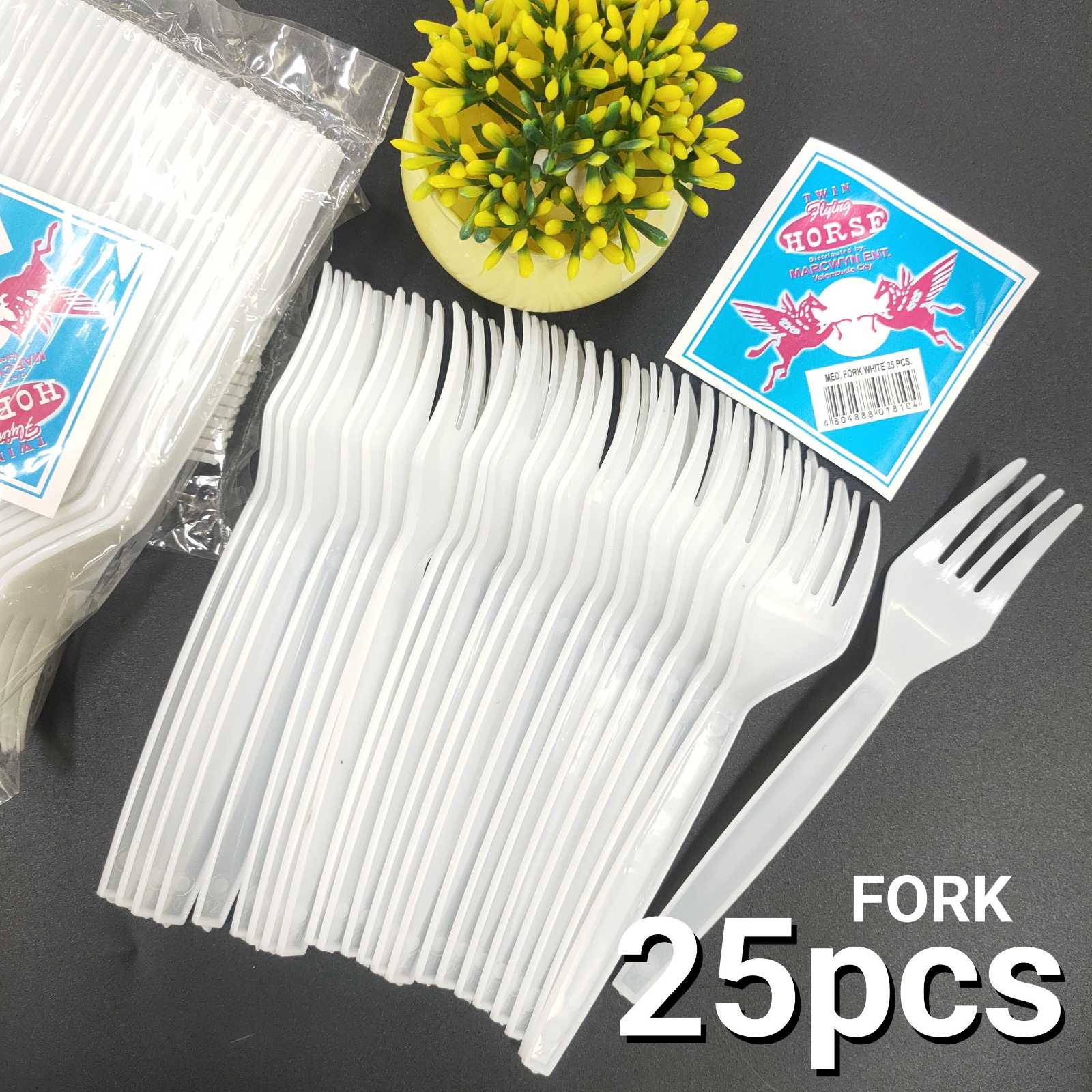 25PCS DISPOSABLE PAPER PLATE / DISPOSABLE PLASTIC SPOON AND FORK ...