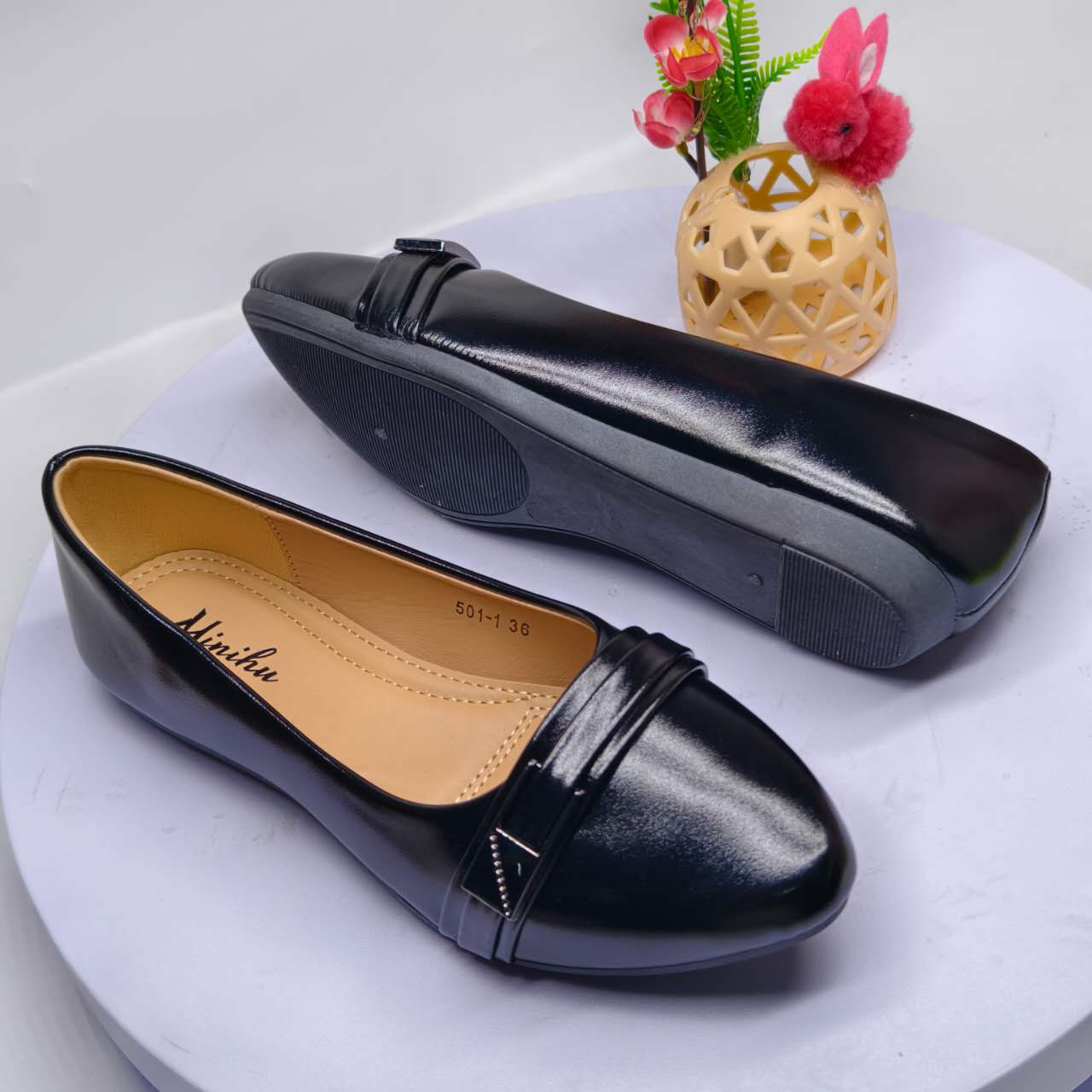 **Professional Black Flats for Women – Comfortable Work & Student Shoes ...