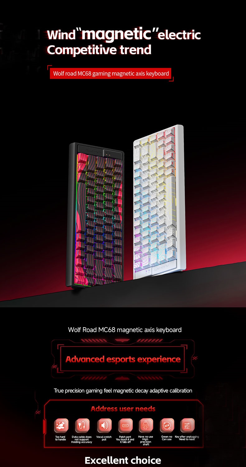 LANGTU MC68 Wired Magnetic Switch Mechanical Keyboard 8Khz Return RT 0. ...