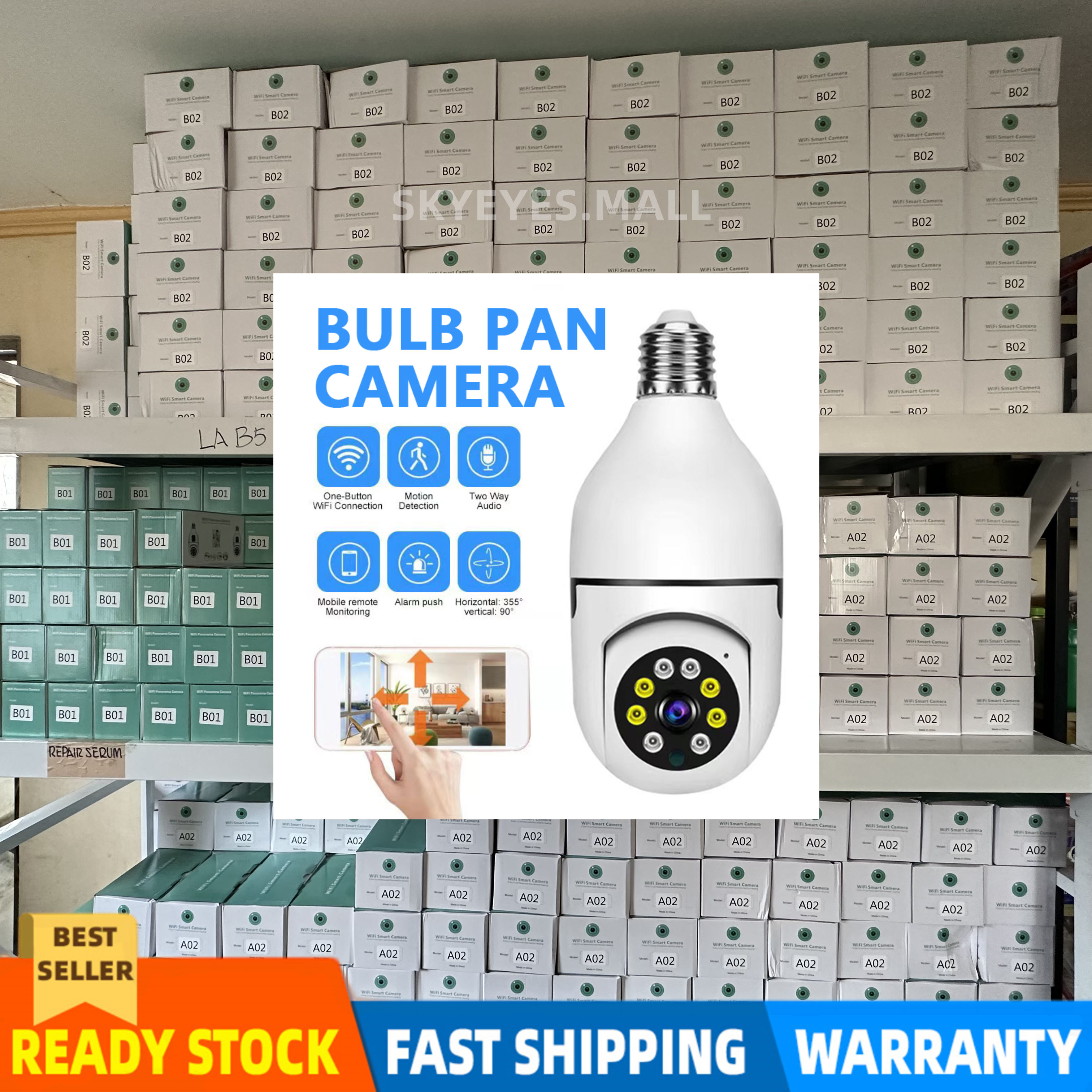 V380 Pro BULB PTZ 1080p Camera Auto Tracking Night Vision Wireless CCTV ...