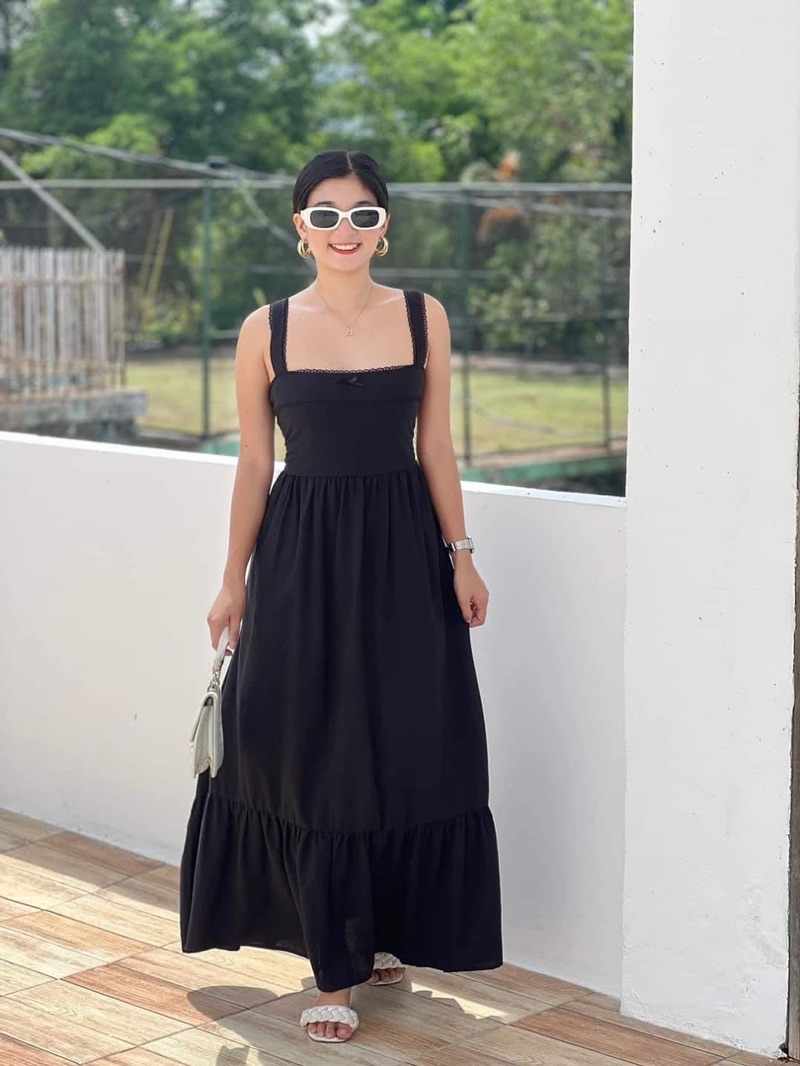 DIWATA MAXI DRESS | small-semi large | with lace trimming and ribbon ...