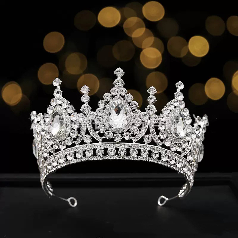 Water Droplet Rhinestone Crown Princess Headpiece Wedding Tiara Prom ...