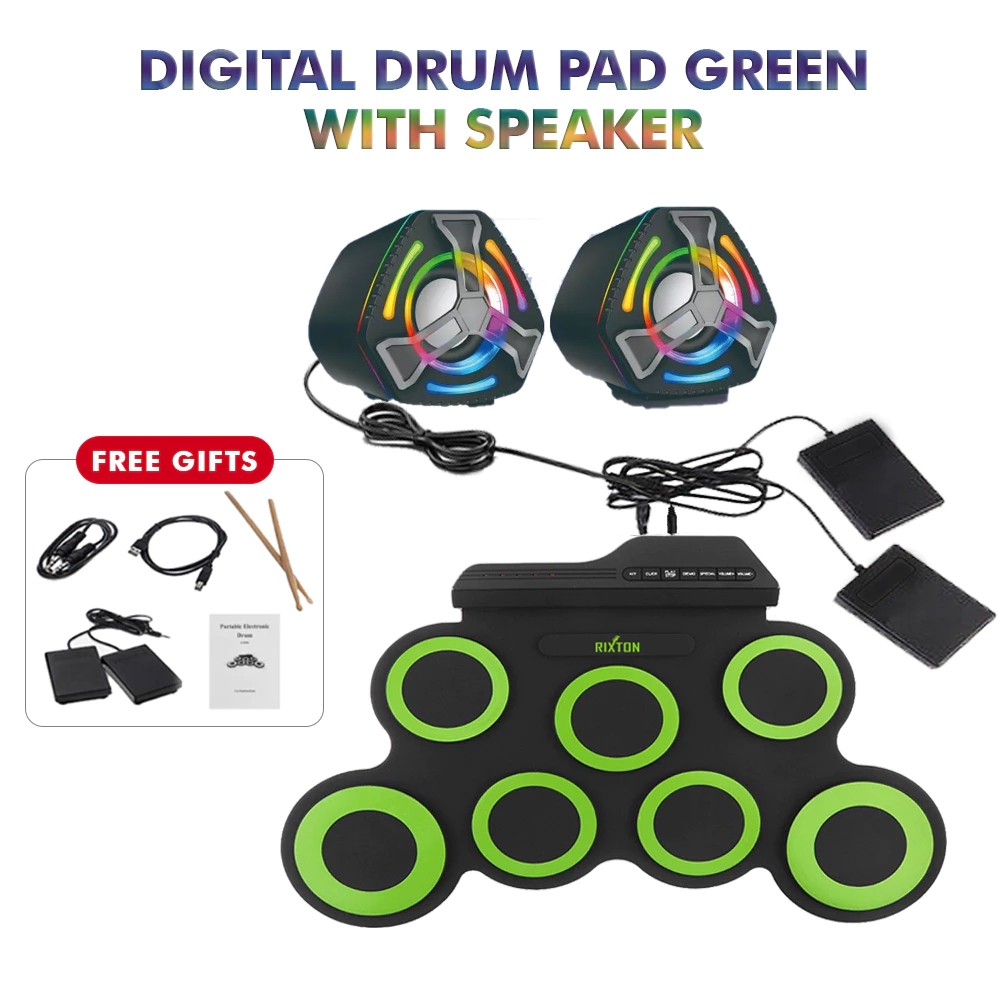 RIXTON Portable Electric Drum Pad Digital Drum With Drumsticks and ...