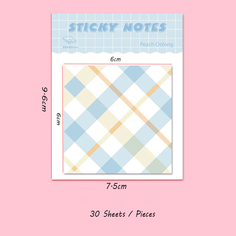 30 Sheets Creative Pastel Checkered Sticky Notes Grid Memo INS 30 ...