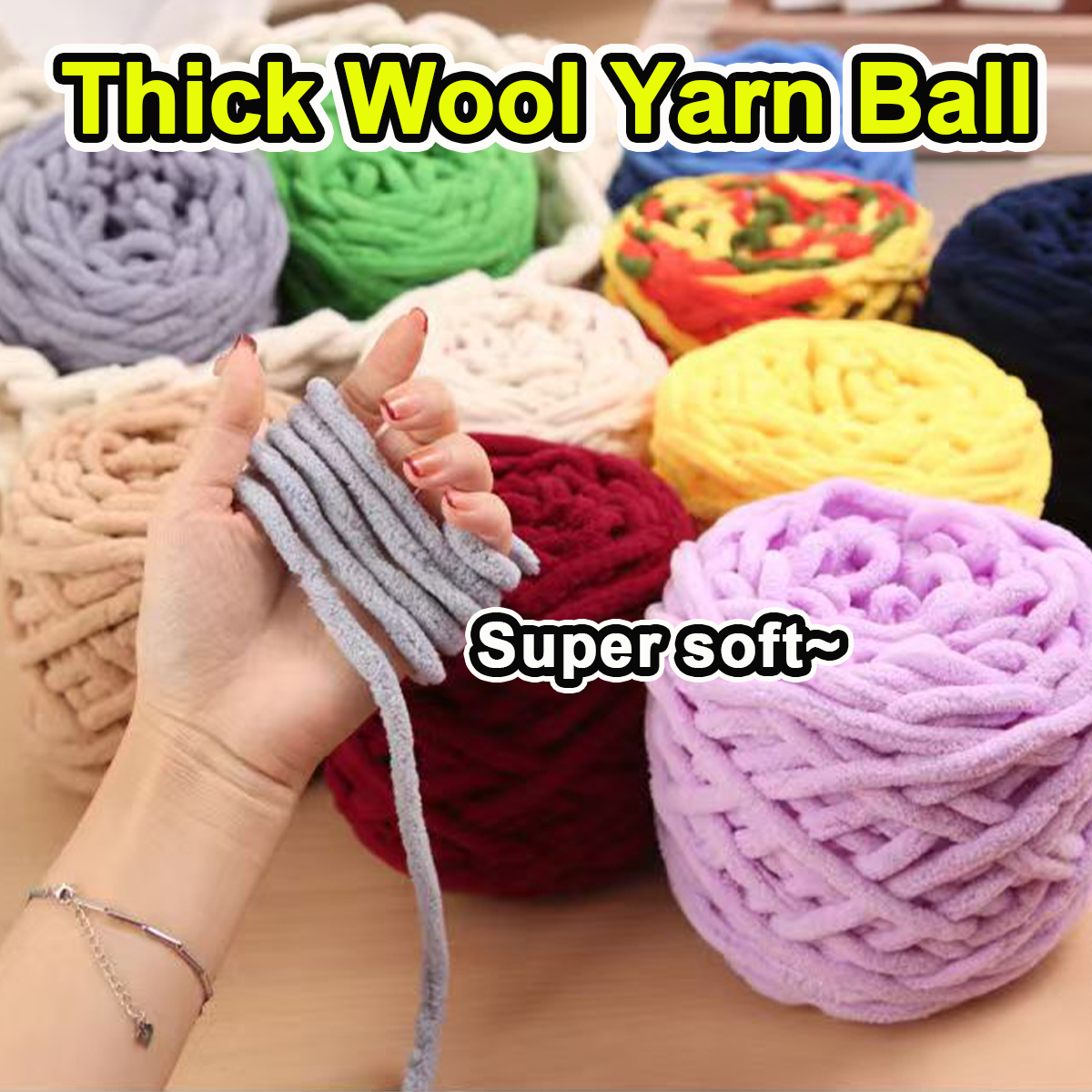 Thick Crochet Yarn Ball Chunky Yarn Chenille Yarn Scarf Towel Hand ...